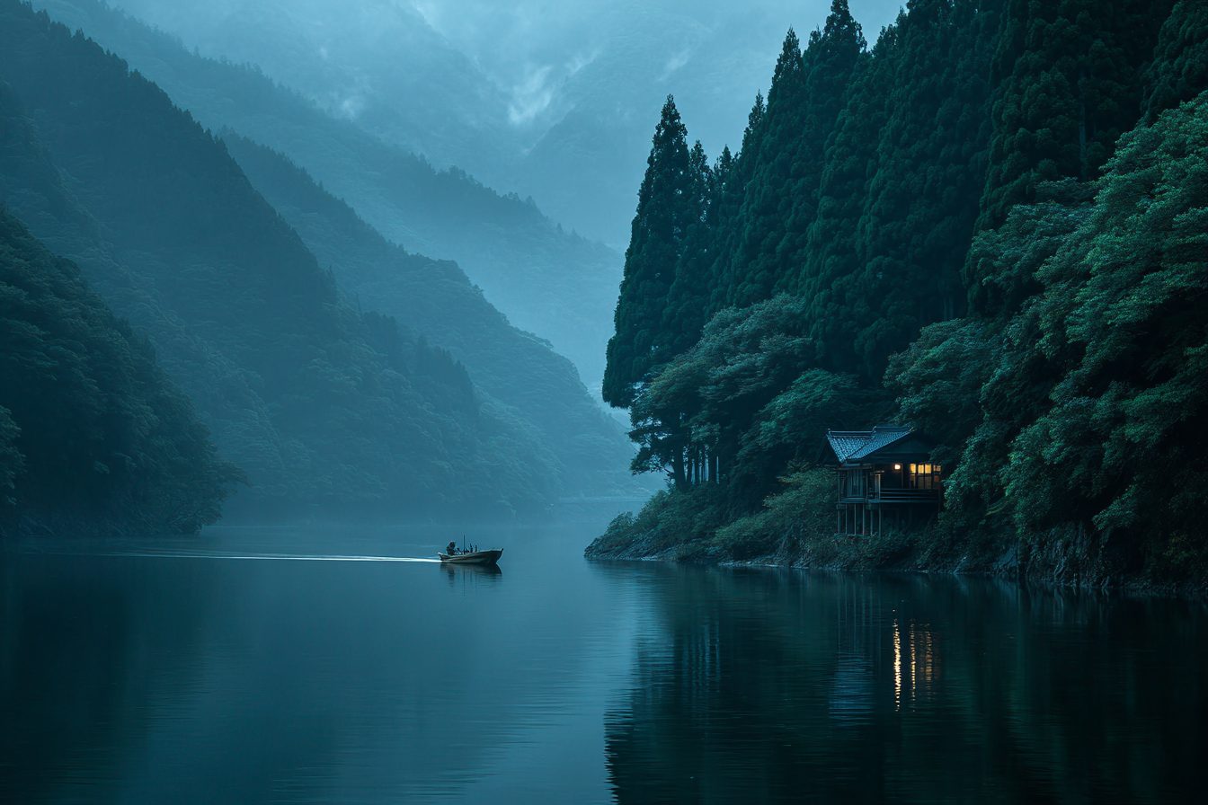 Small Japanese-Style River Houses