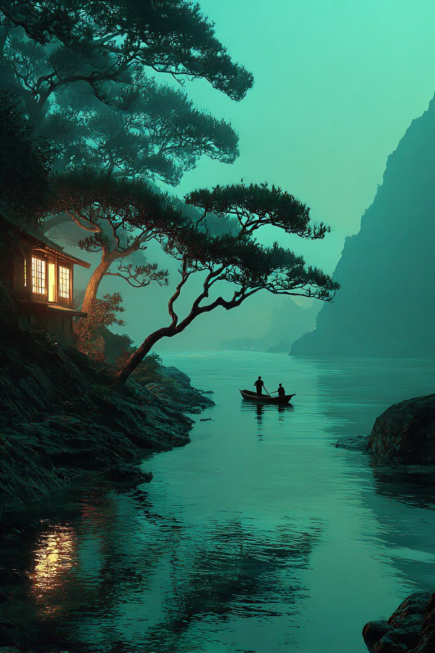 Small Japanese-Style River Houses