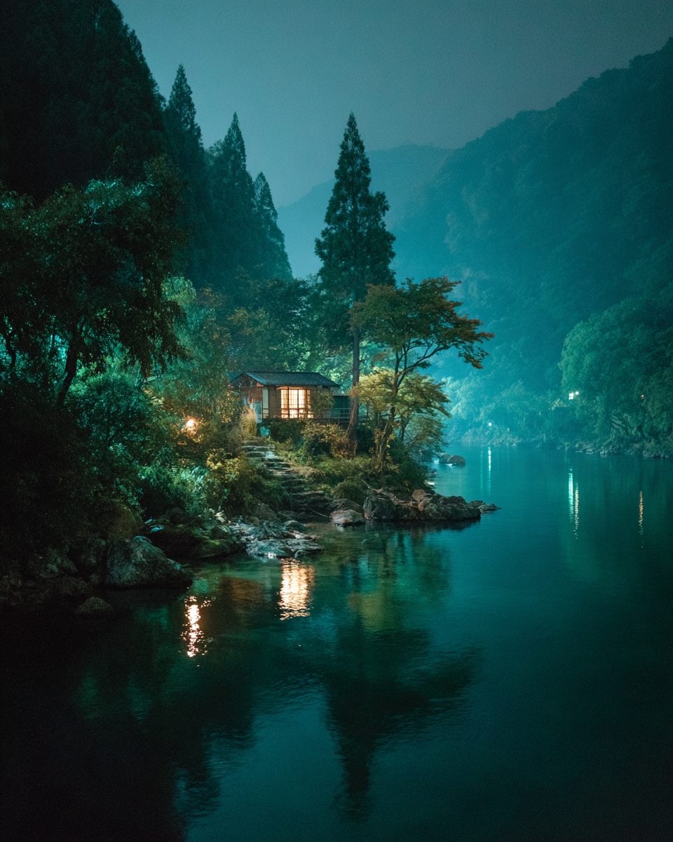 Small Japanese-Style River Houses