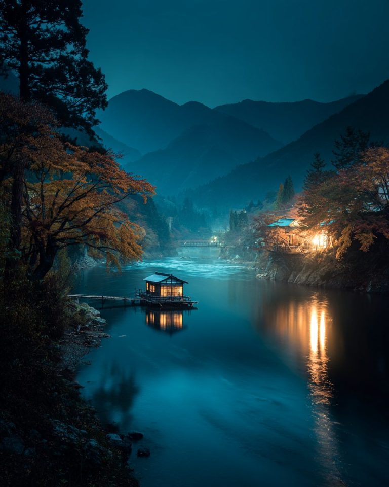 Small Japanese-Style River Houses