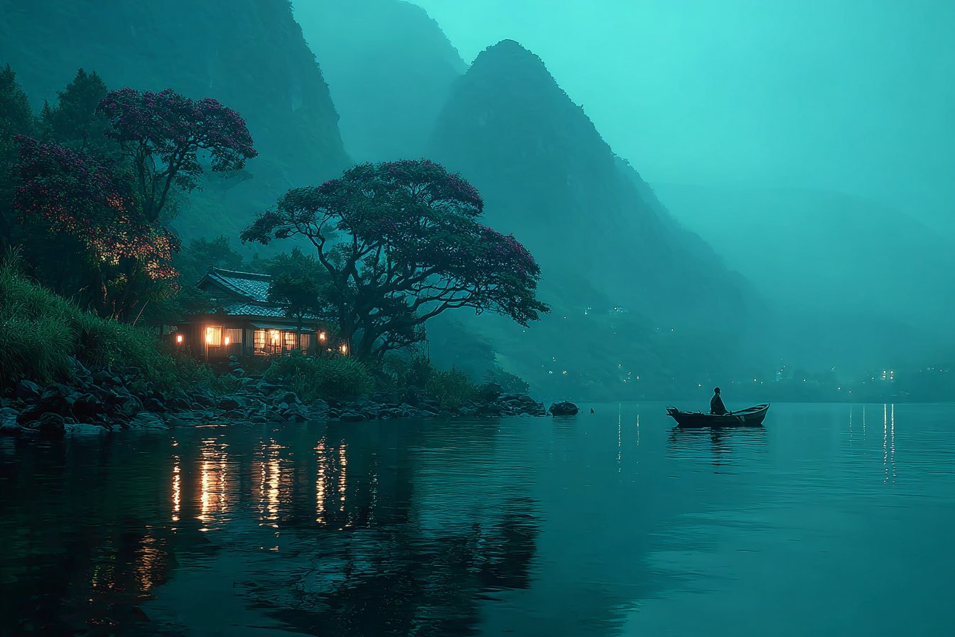 Small Japanese-Style River Houses