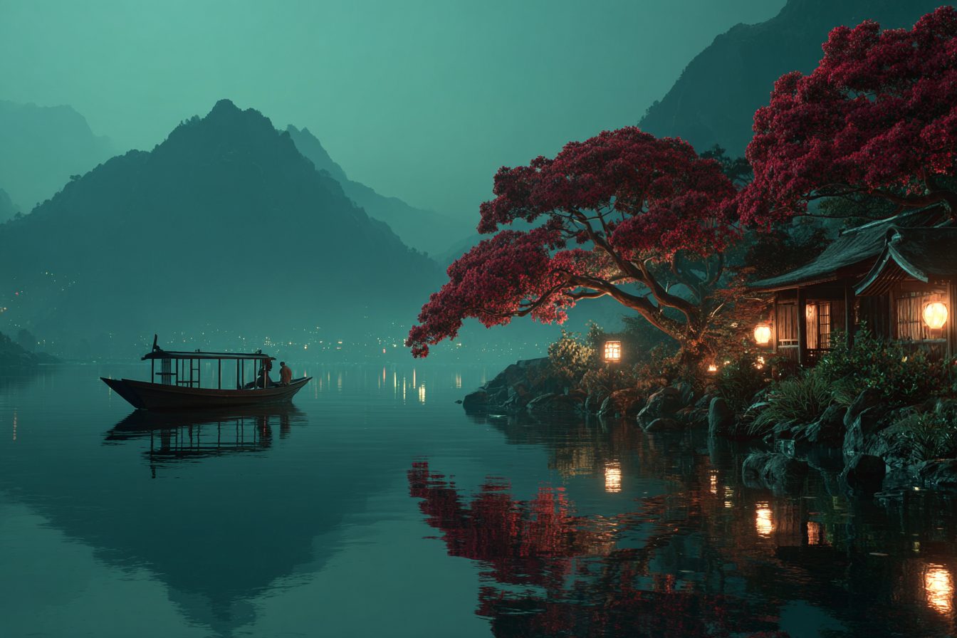 Small Japanese-Style River Houses