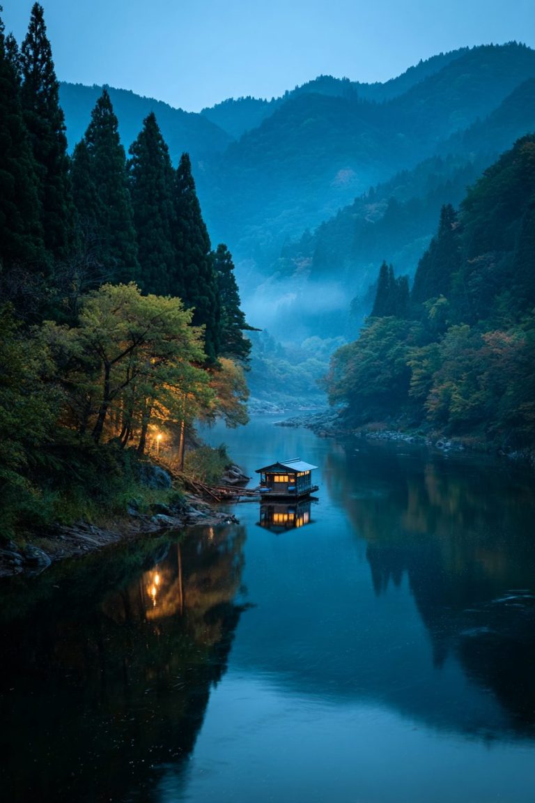 Small Japanese-Style River Houses