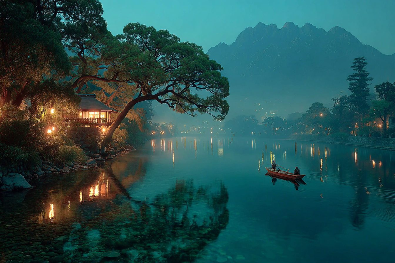 Small Japanese-Style River Houses