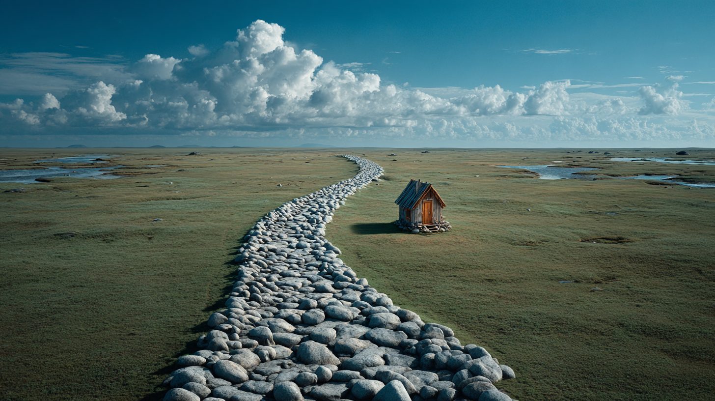 The Rocky Pathway of a Rustic House