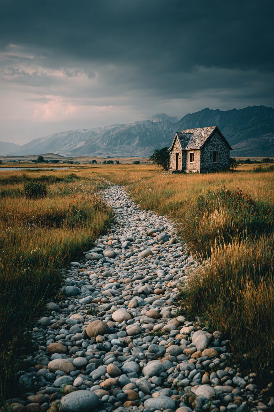 The Rocky Pathway of a Rustic House