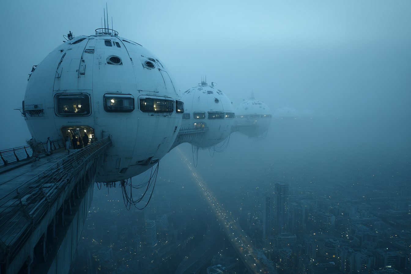 Futuristic Floating Spherical Apartment Buildings