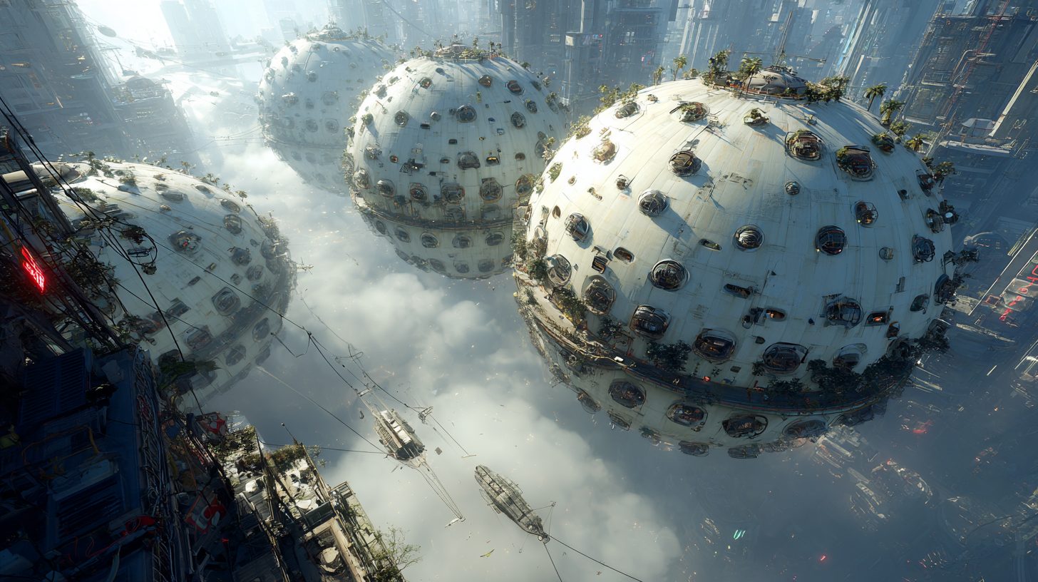 Futuristic Floating Spherical Apartment Buildings