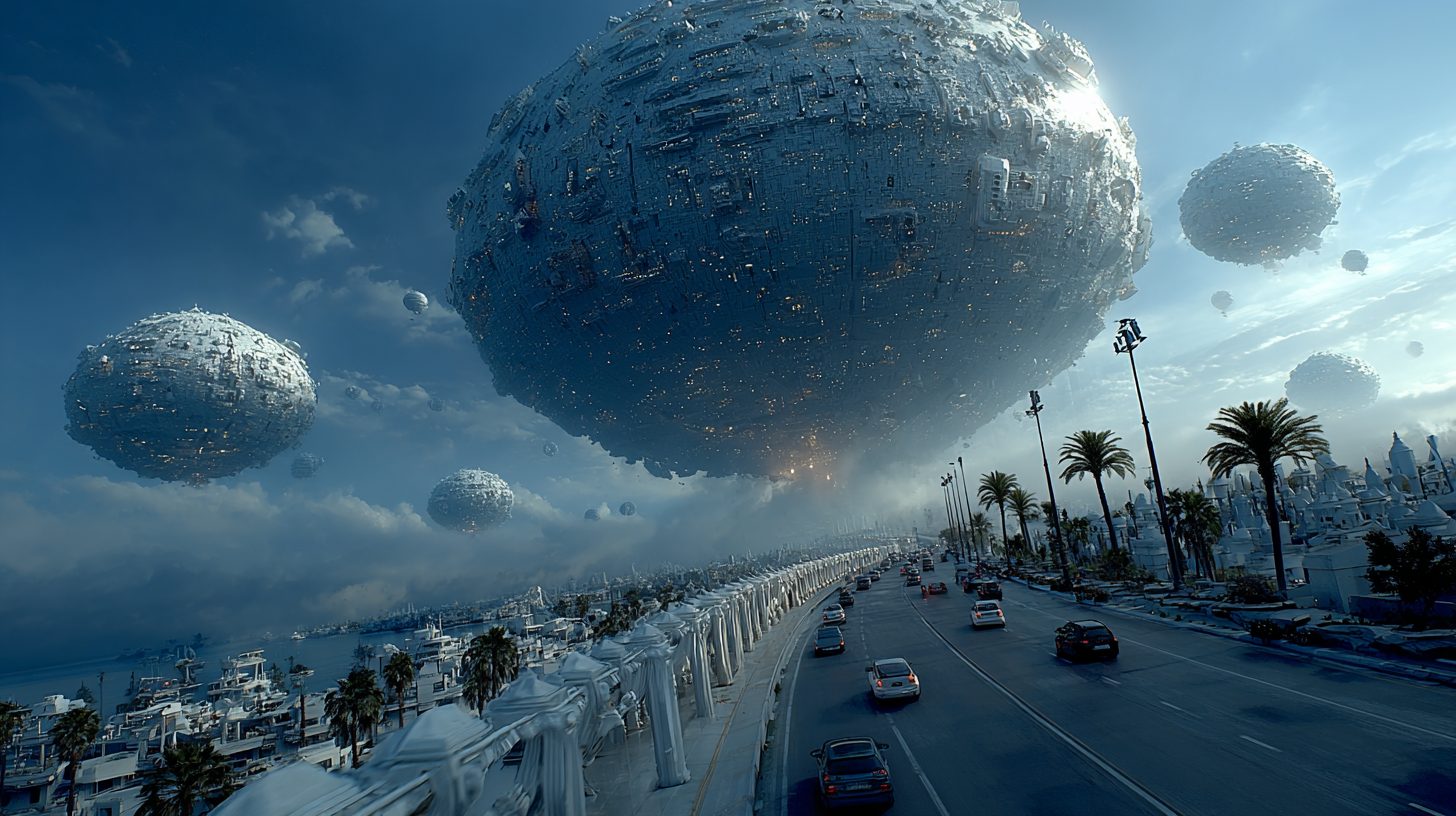 Futuristic Floating Spherical Apartment Buildings