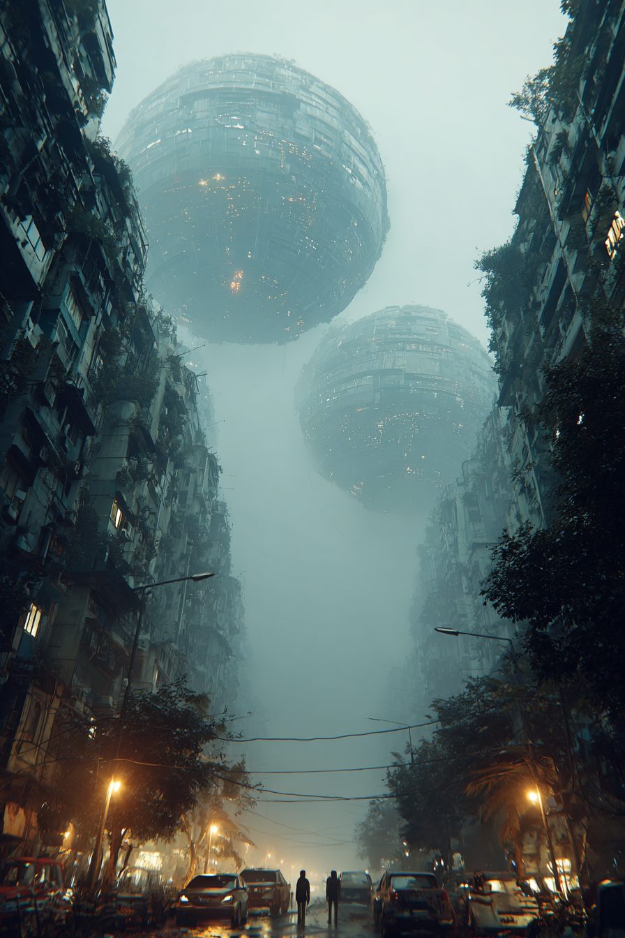 Futuristic Floating Spherical Apartment Buildings