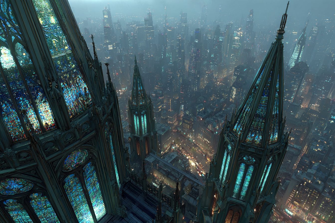 Colorful Stained Glass Buildings of the City