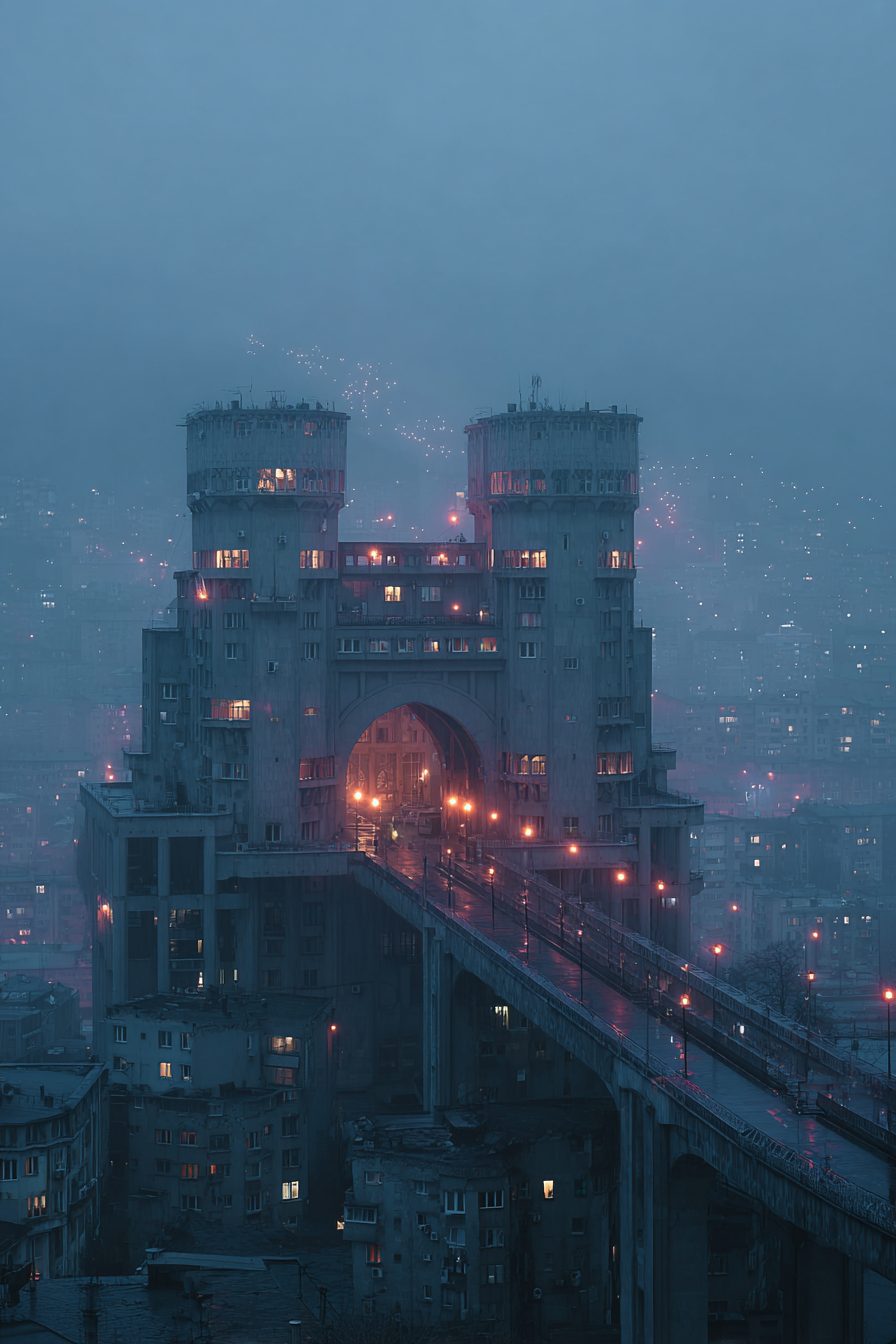 Linked Buildings with Dystopian Vibes